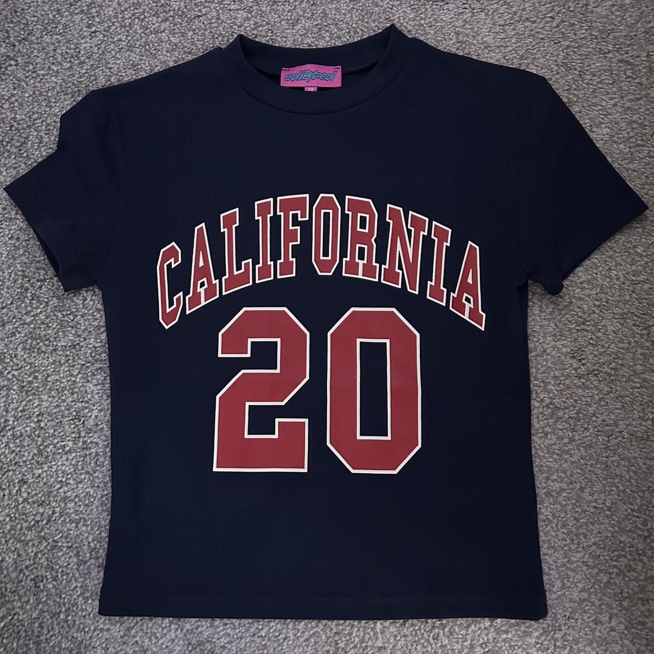 navy & red edikted california tee. size xs #edikted... - Depop