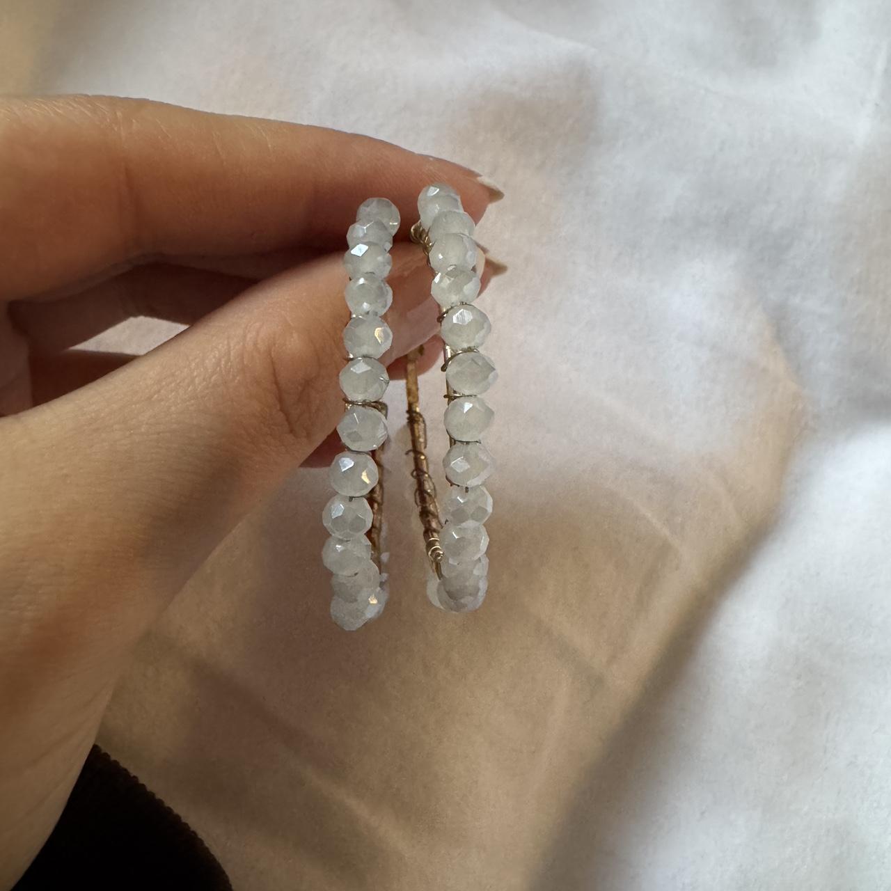 Primark gold and blue beaded hoop earrings. Have... | Depop