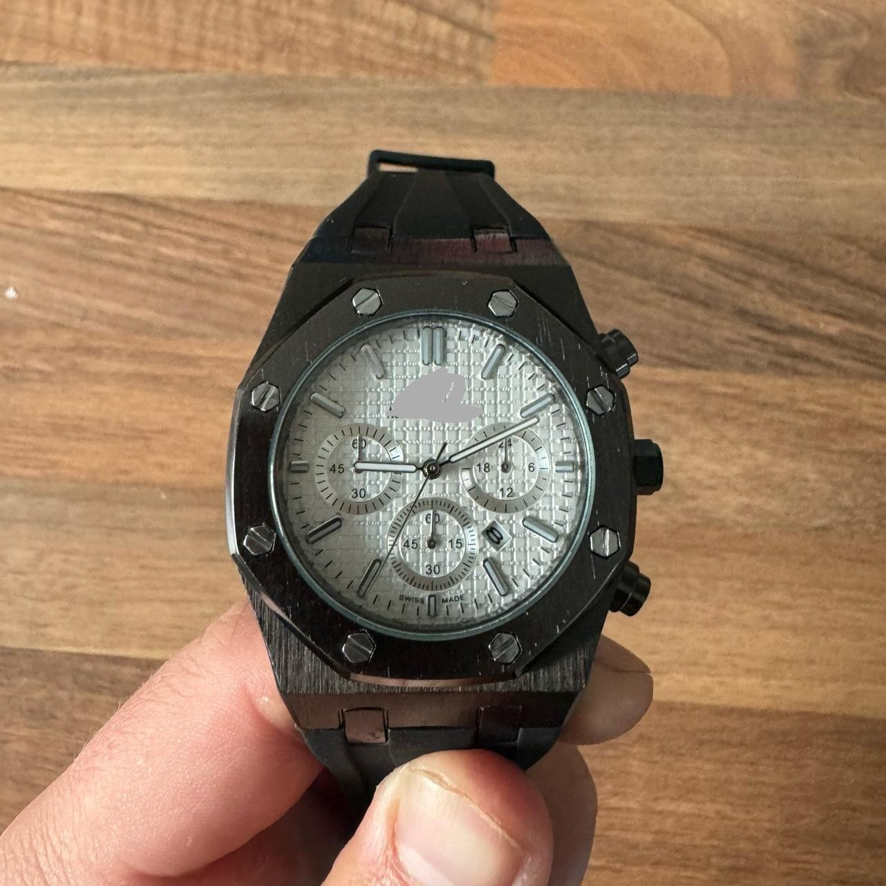 Mens Black AP Style Watch with white face comes with... - Depop