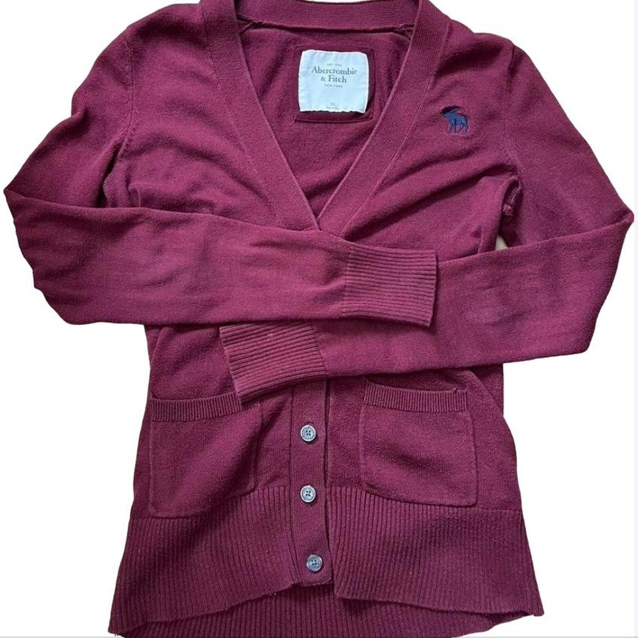 Abercrombie & Fitch burgundy cardigan sweater with a... - Depop