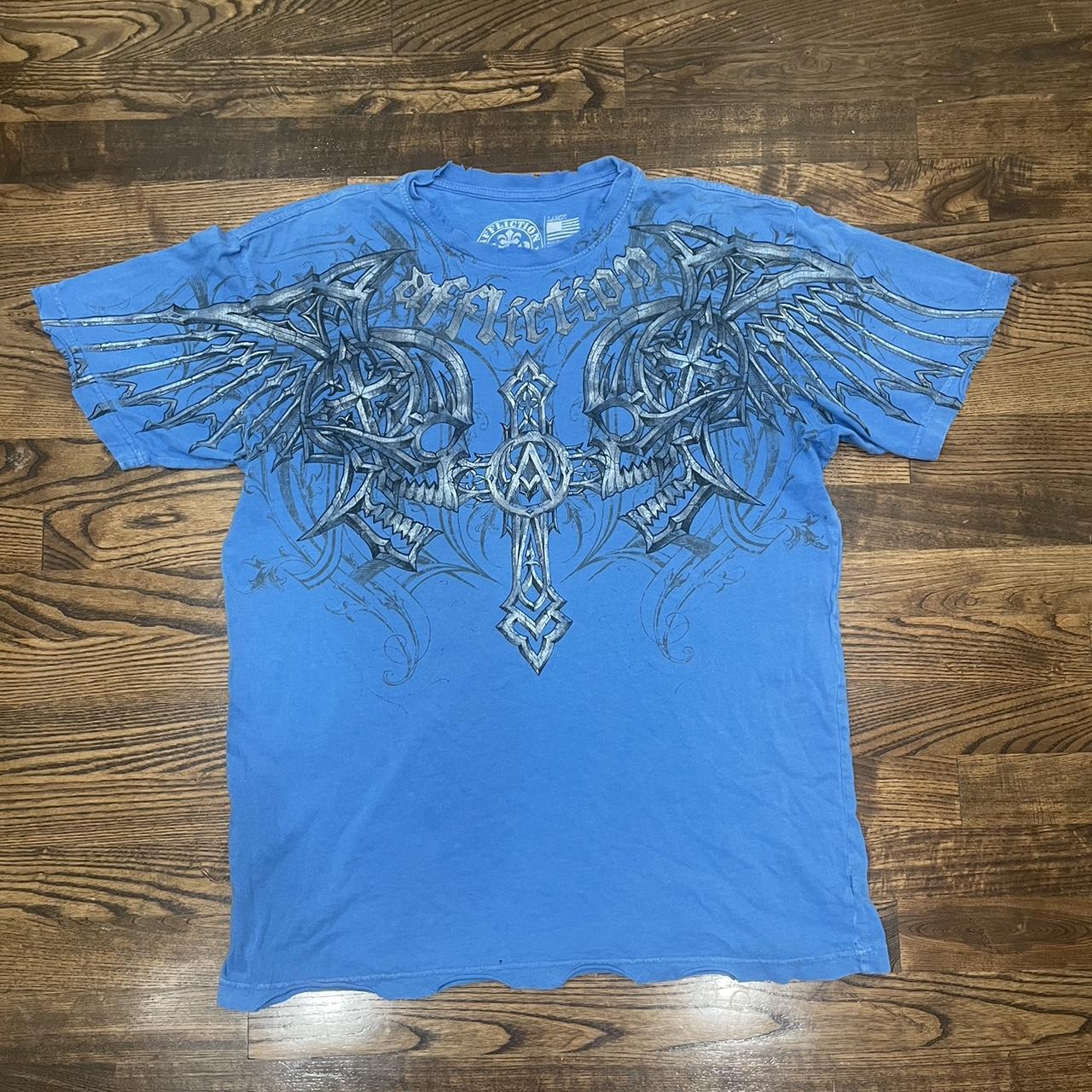 Blue Affliction T shirt - Depop