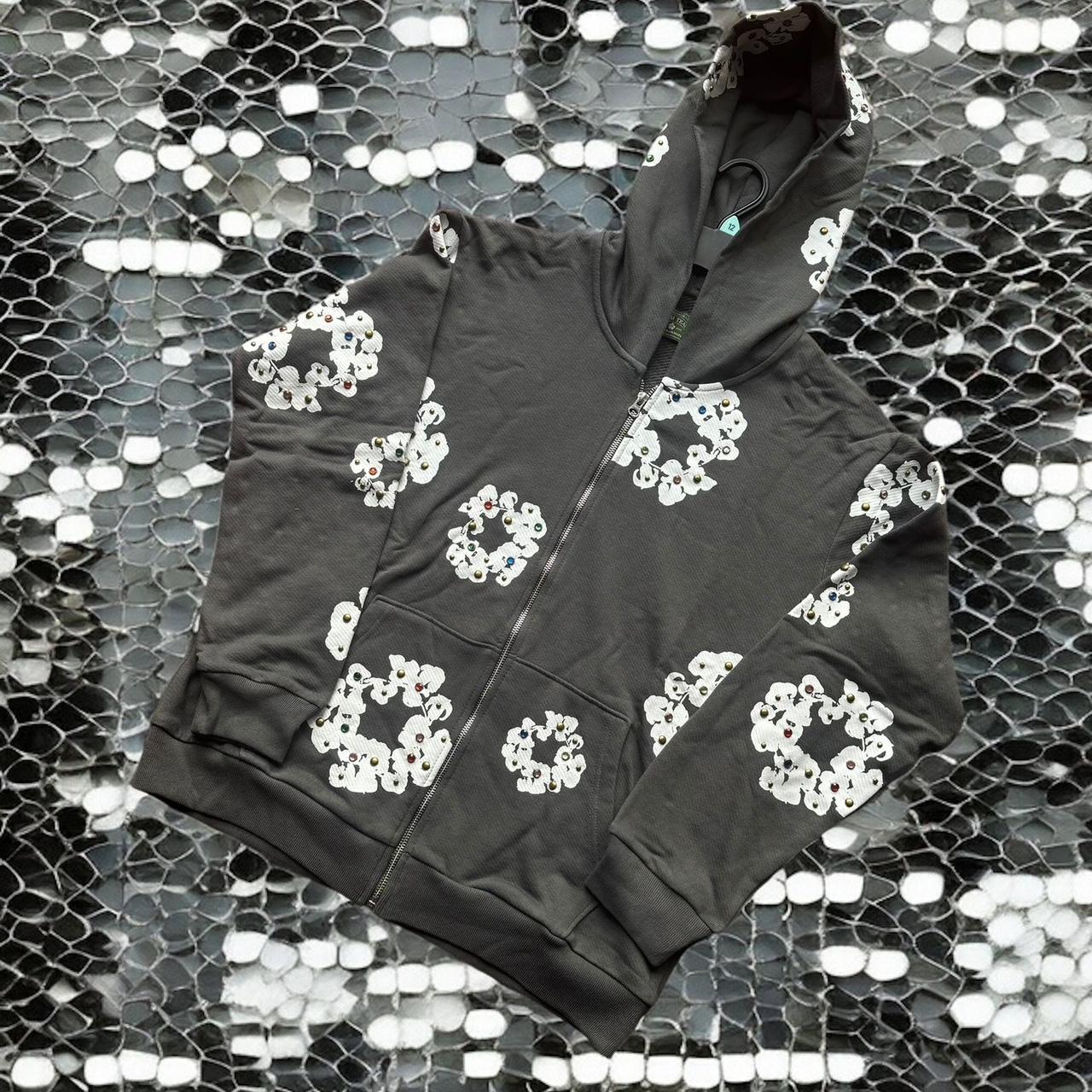 Denim tears rhinestone wreath zip-up tracksuit Brand... - Depop