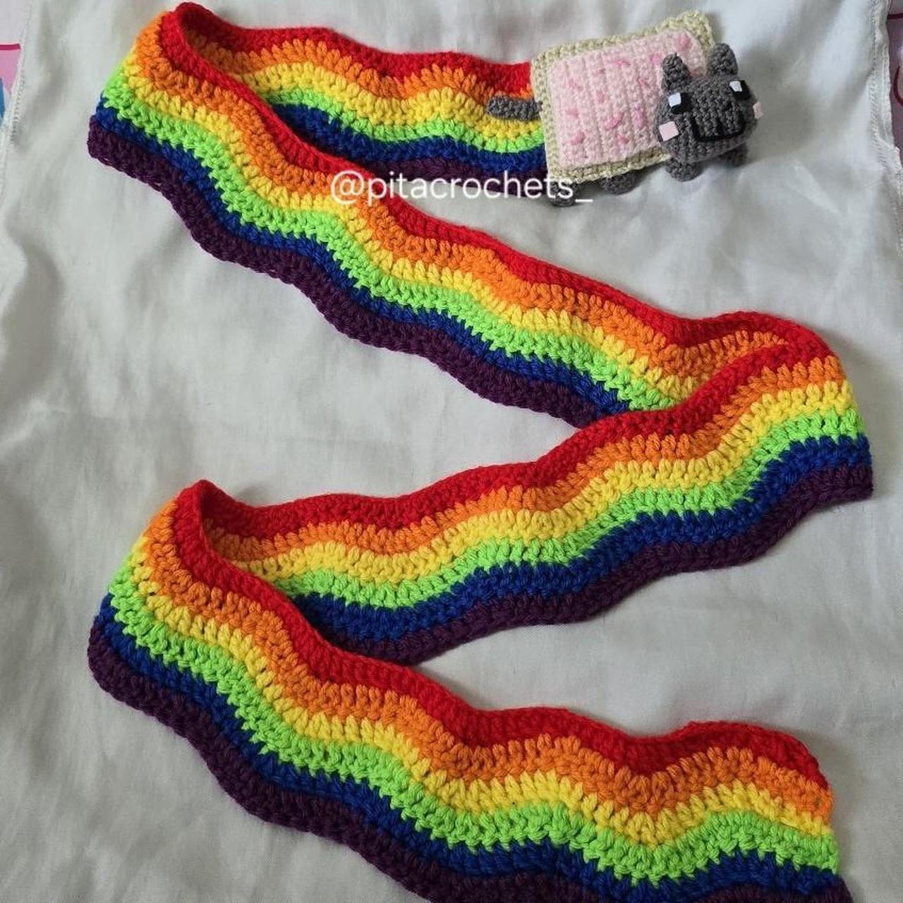 Nyan Cat Crochet Scarf Measures 60"(5ft) long by... | Depop