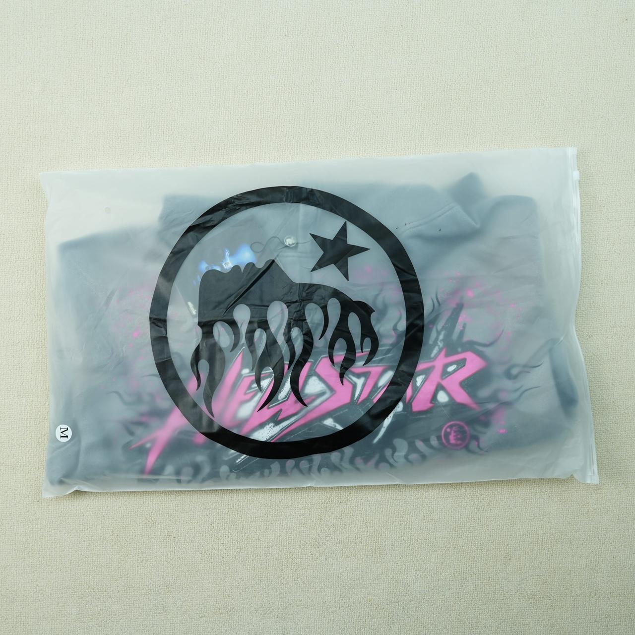 Grey w/ pink HELLSTAR font Size M #hellstar... - Depop