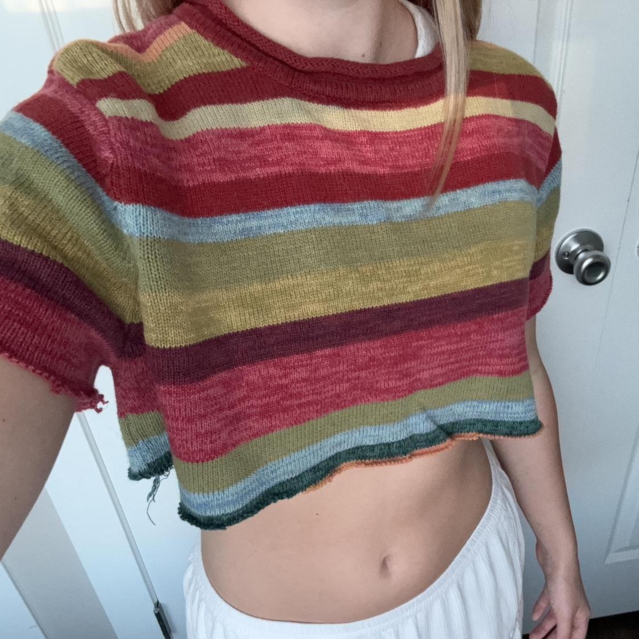 ⭐️Super soft and comfy multicoloured crop top ⭐️ Ship... - Depop