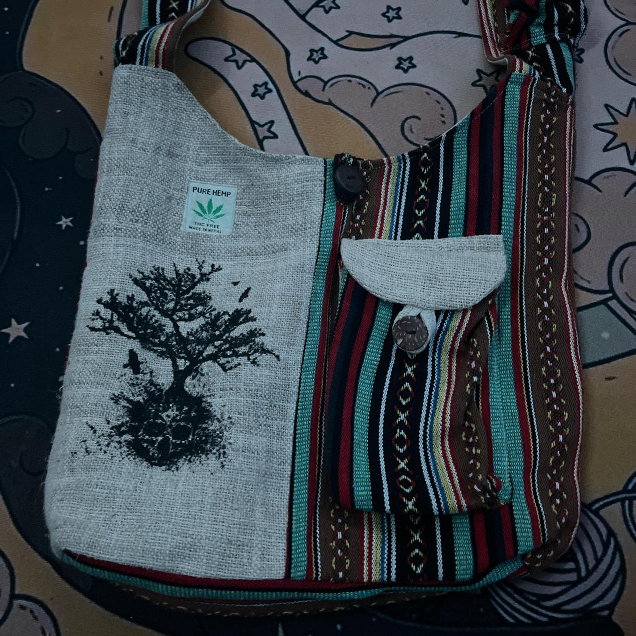 Hippy dream one-of-a-kind hemp shoulder bag with a... | Depop