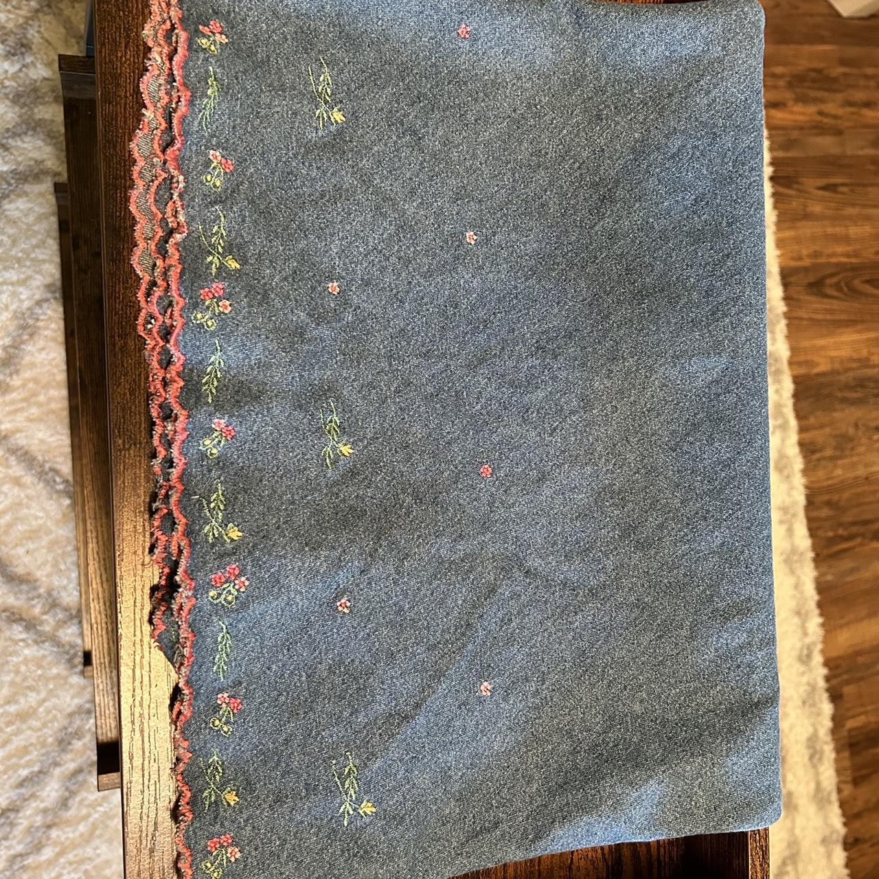 VJ Woman denim maxi skirt with pink floral... - Depop