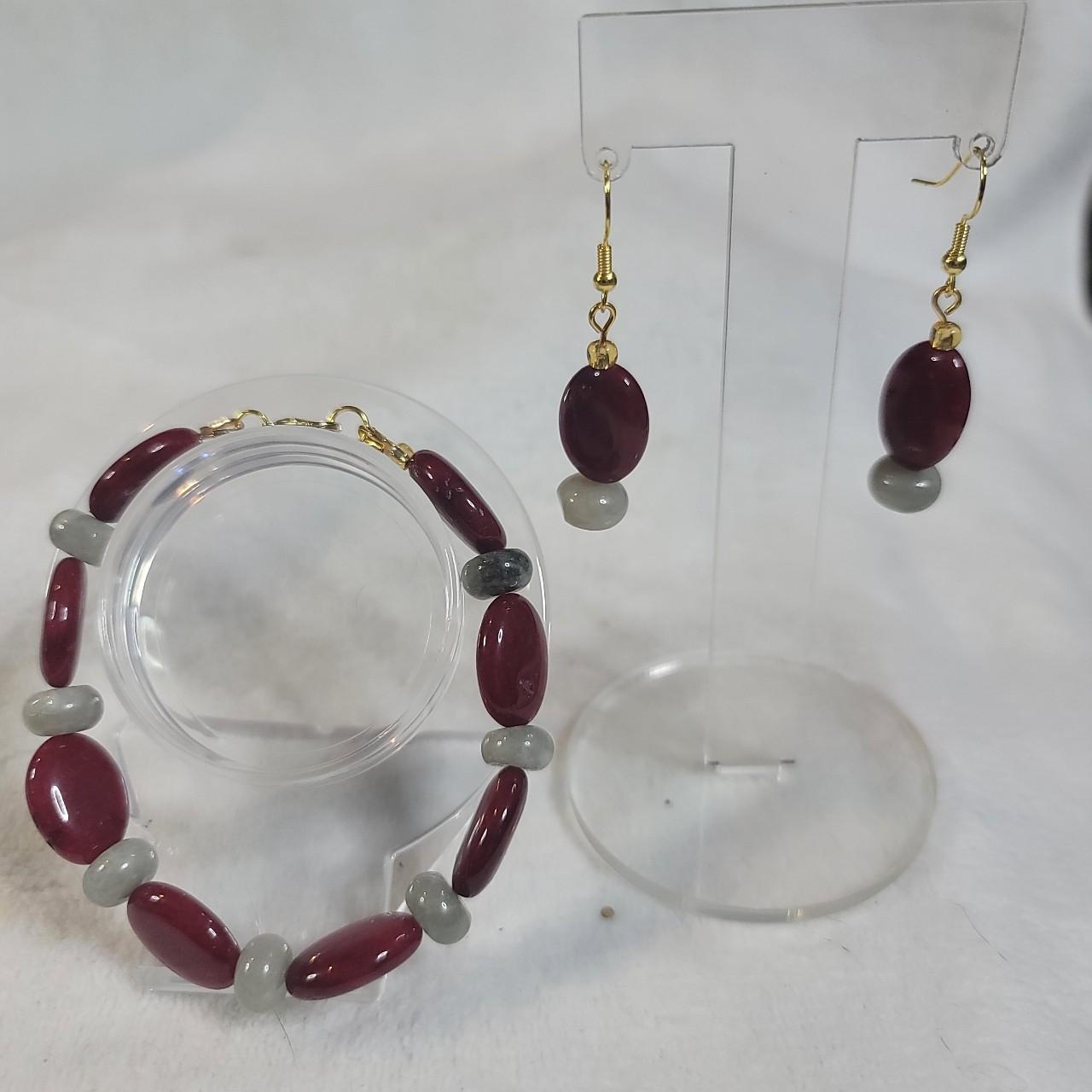 Vampire Blood Jade and Smoky Grey Jade bracelet and. Depop