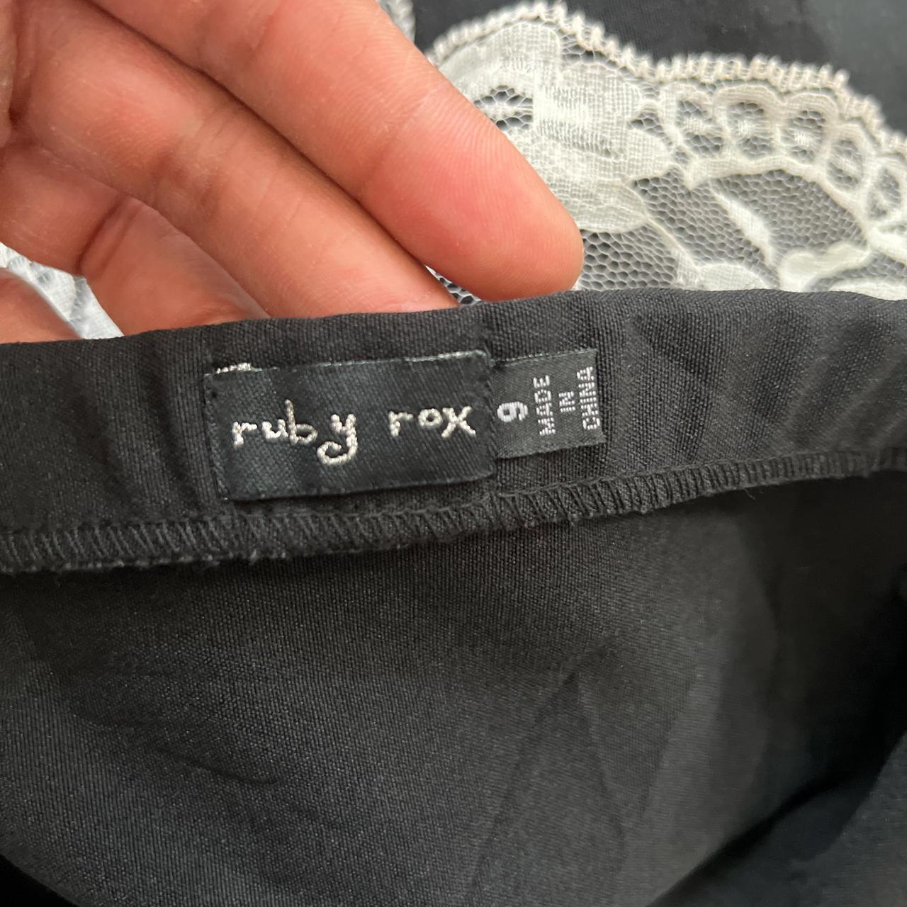 Ruby Rox black and cream strapless dress with lace... - Depop