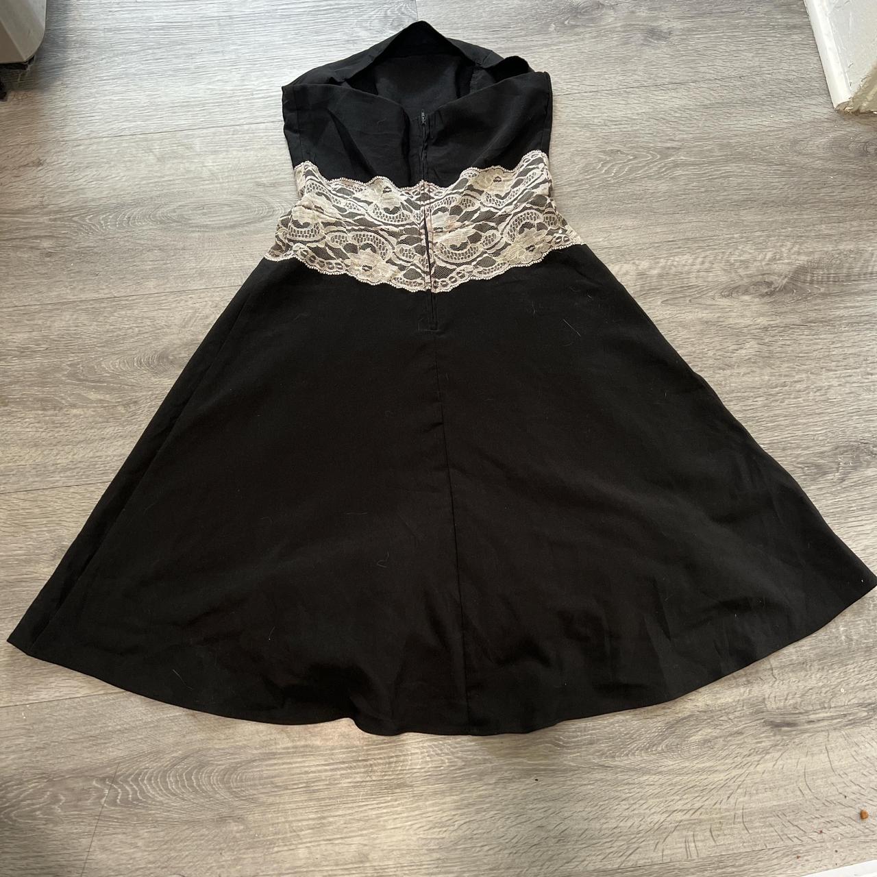 Ruby Rox black and cream strapless dress with lace... - Depop