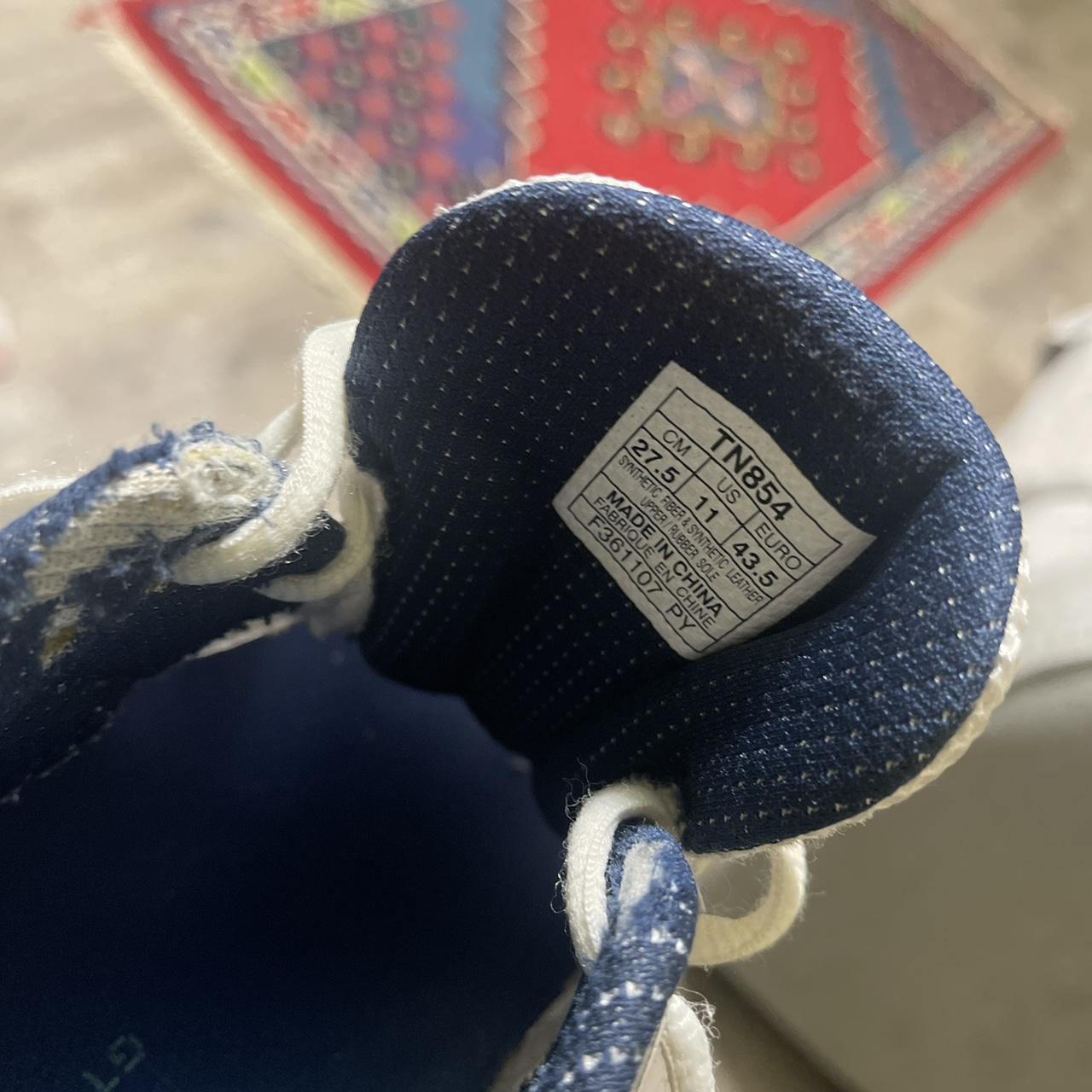 White and blue ASICS trainers #sneakers | Depop