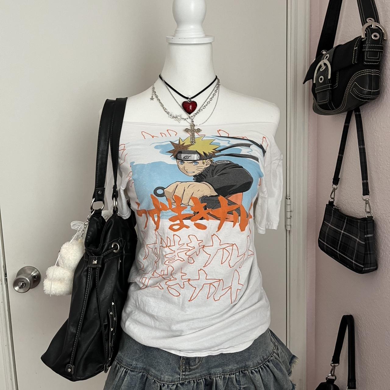 Adorable off the shoulder NARUTO t shirt with raw... | Depop