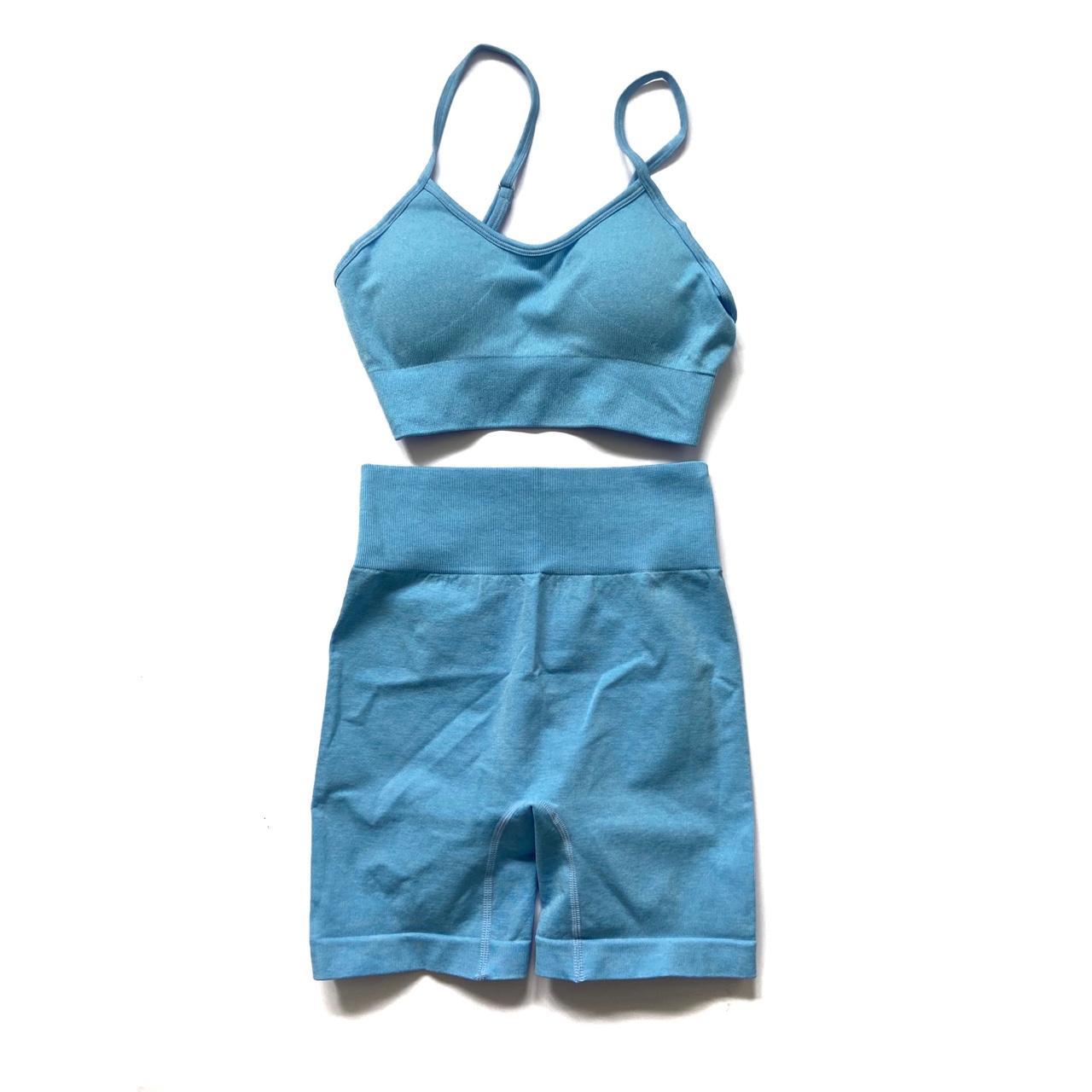 Light Blue Padded Gym Set > Size: Medium (would... - Depop