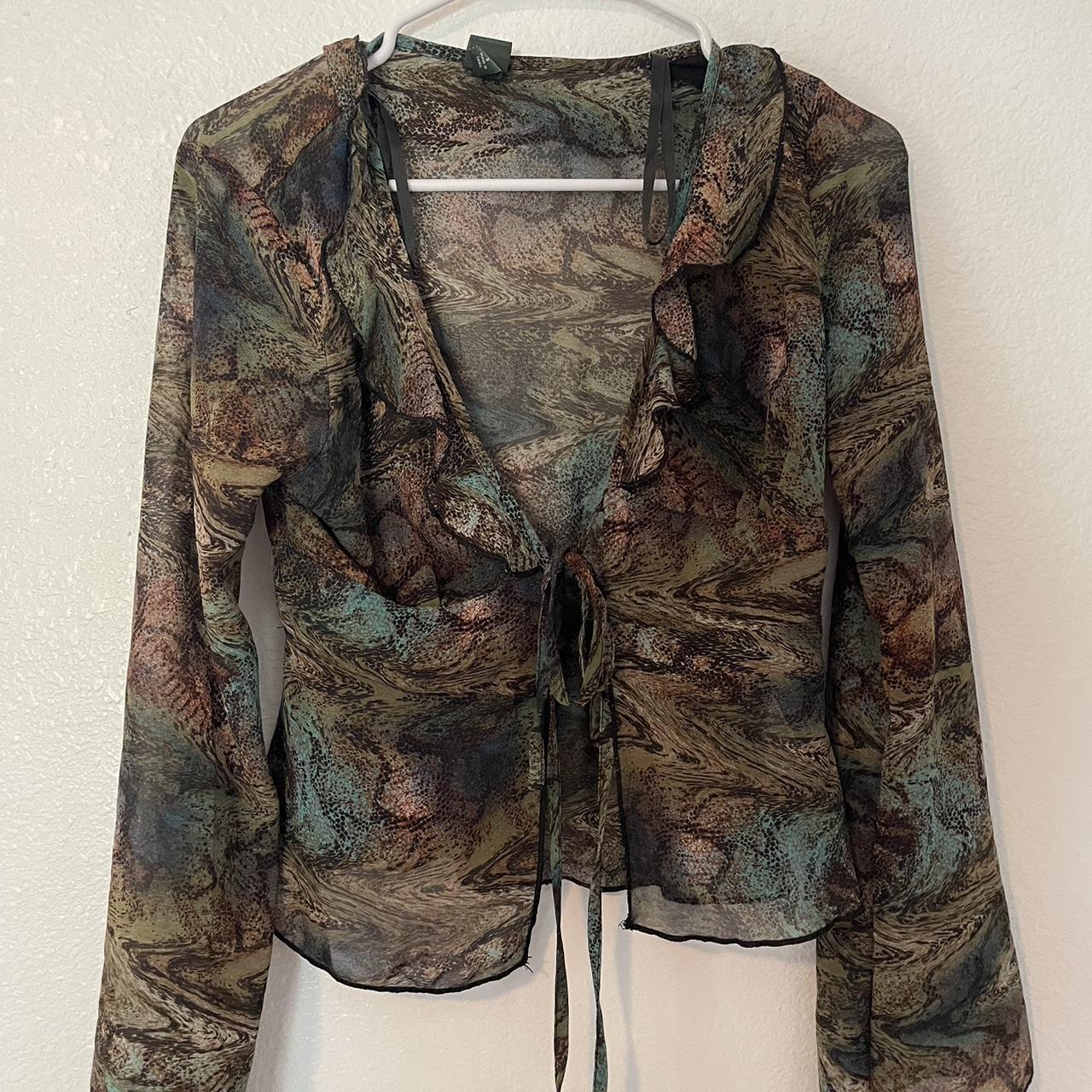 Target Mesh top with tie in the front - super cute!... - Depop