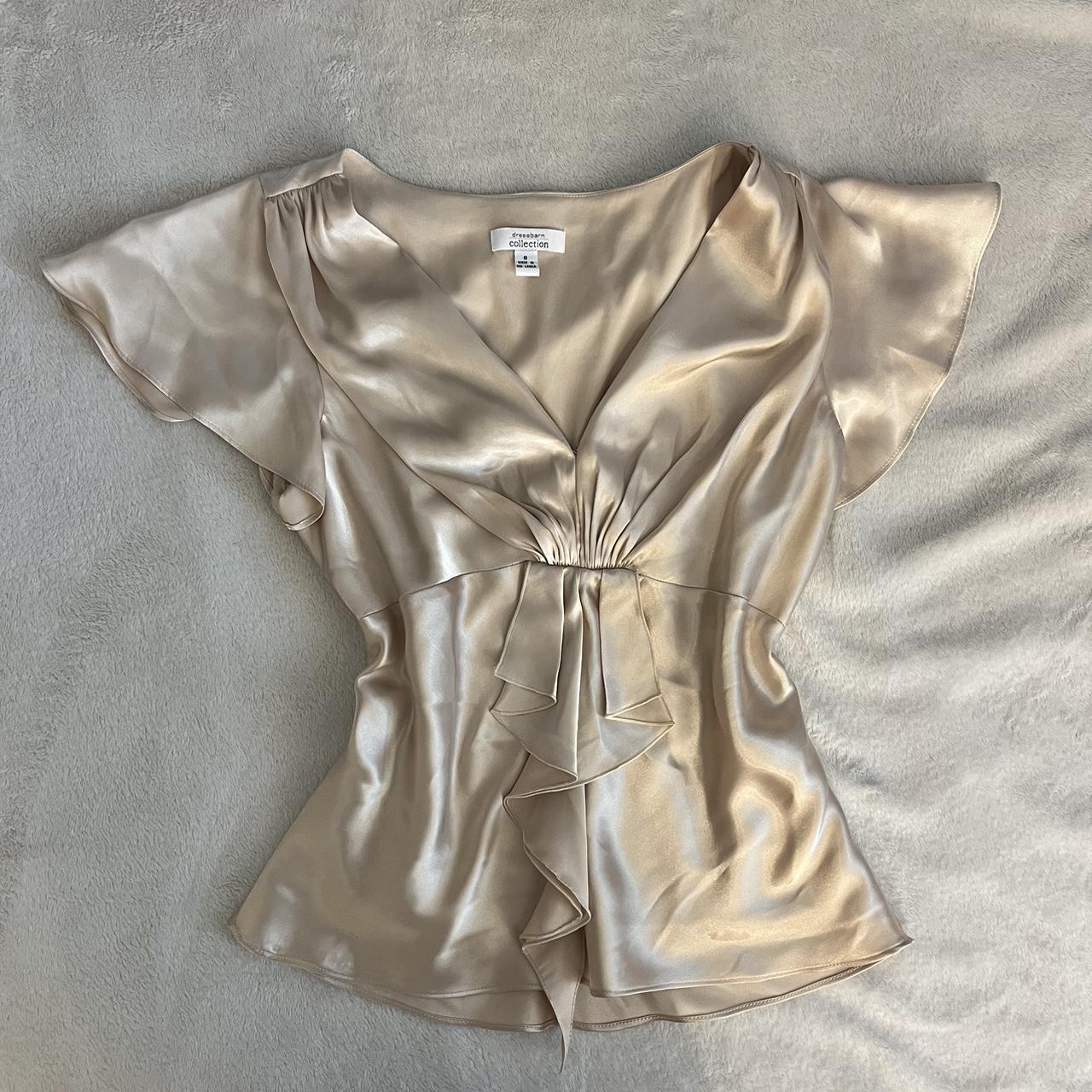 Super cute satin style gold top Size 8 (or probably... - Depop