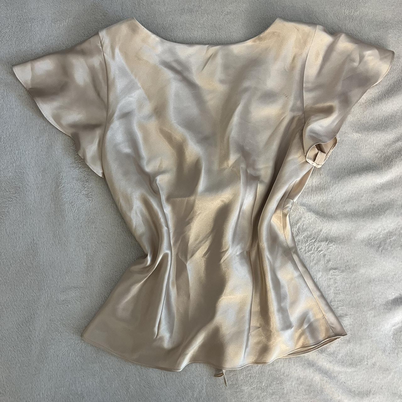 Super cute satin style gold top Size 8 (or probably... - Depop
