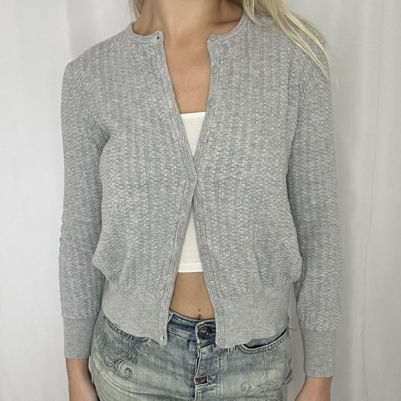 Vintage preppy grey button up cardigan 💌 Payapa,... | Depop