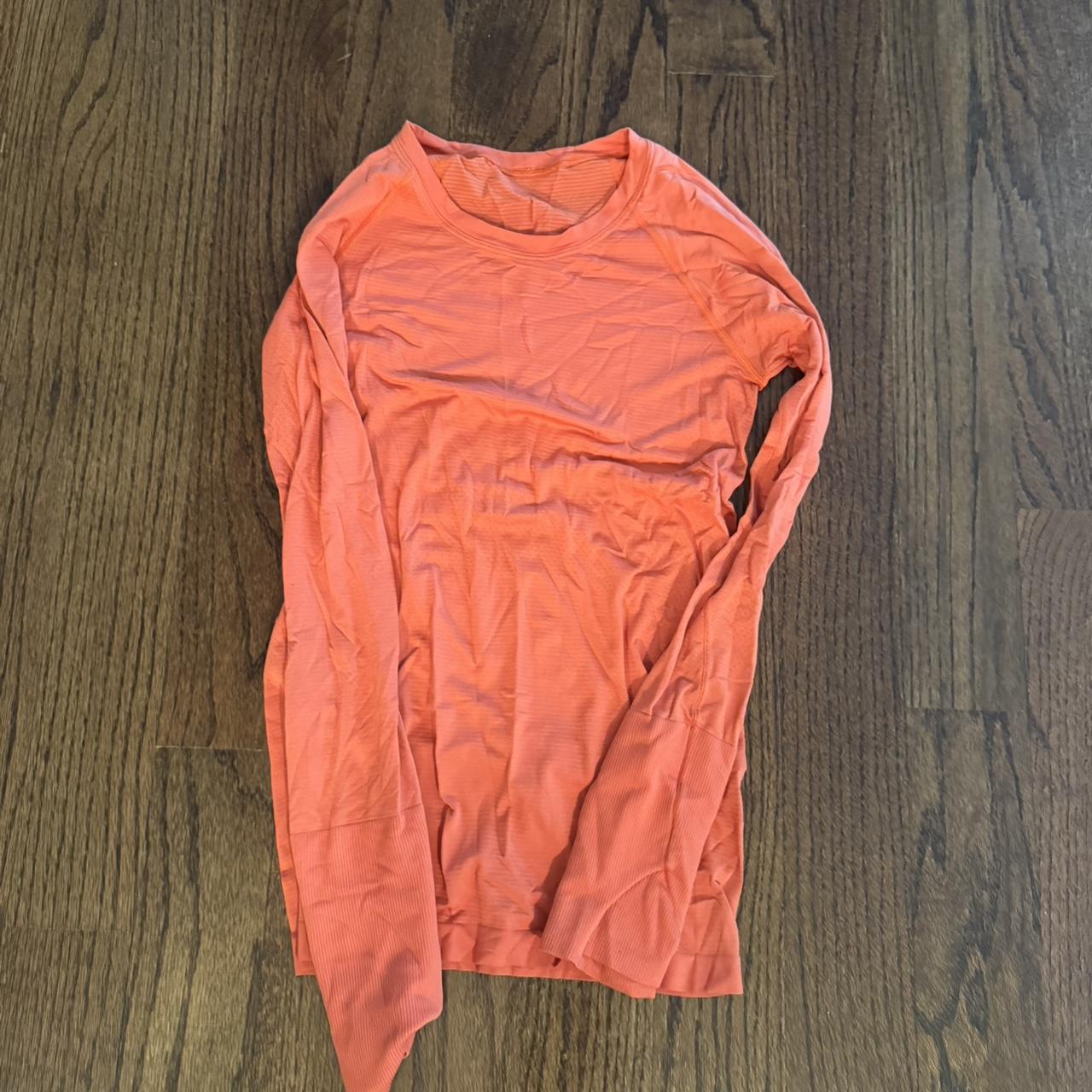 Lululemon Orange classic swifty tech top. Size 4... | Depop