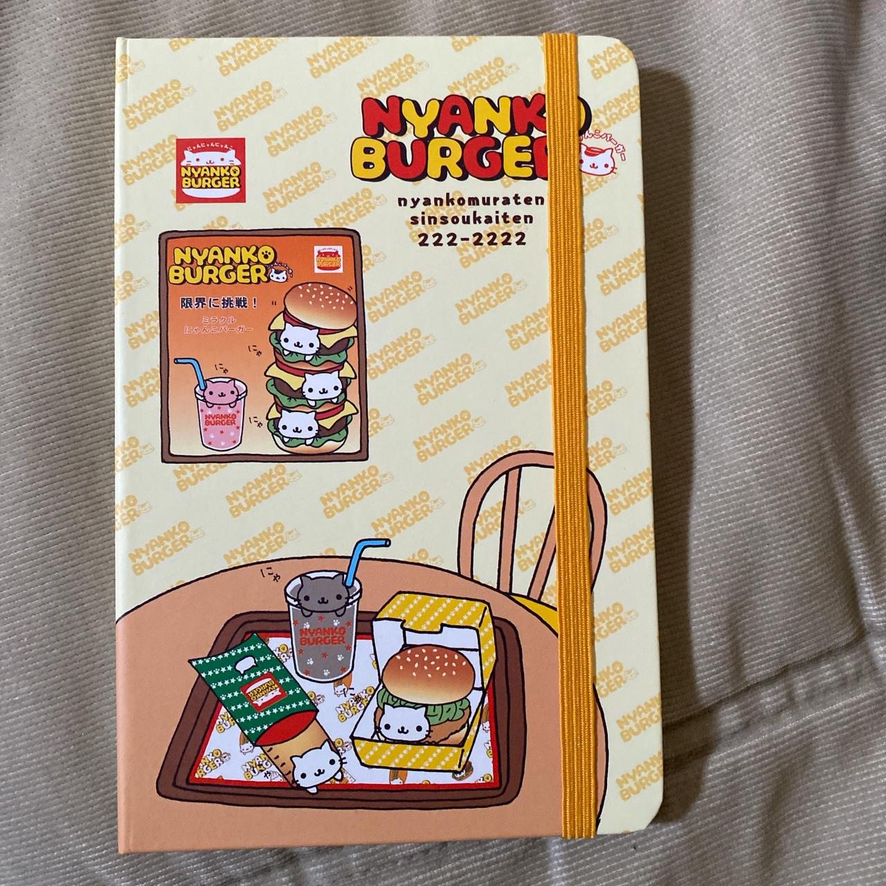 Nyanko Burger notebook - multicoloured and cream... - Depop