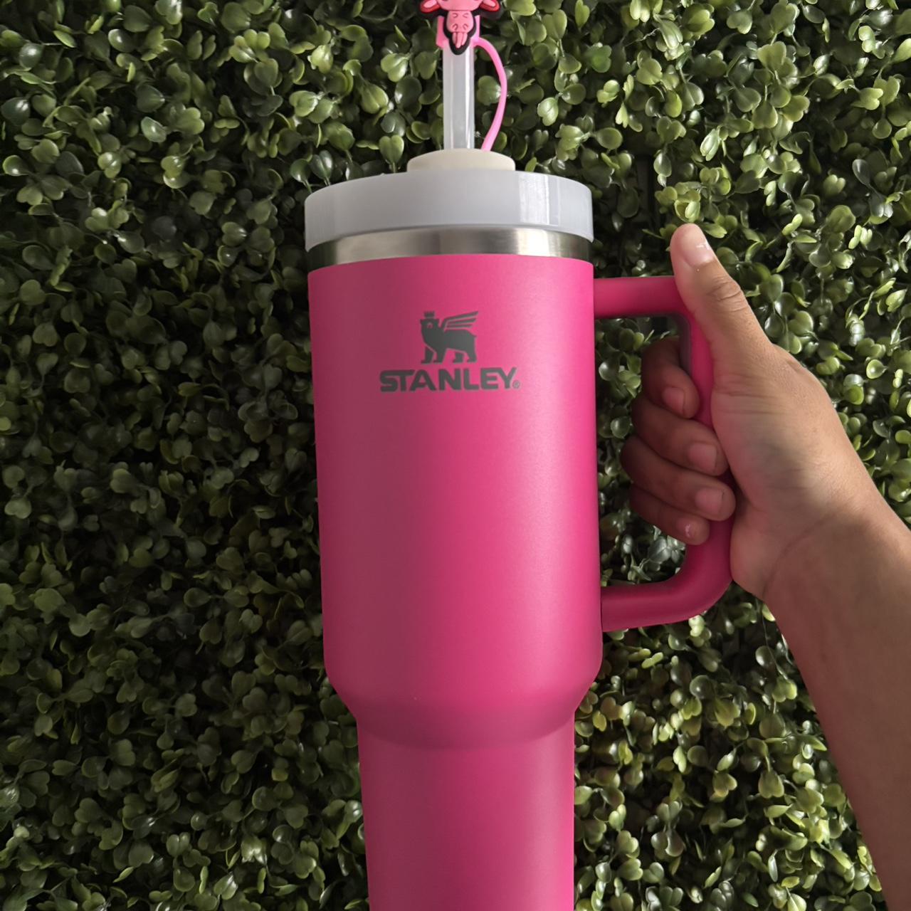 Stanley pink and white 30oz tumbler with lid and... - Depop