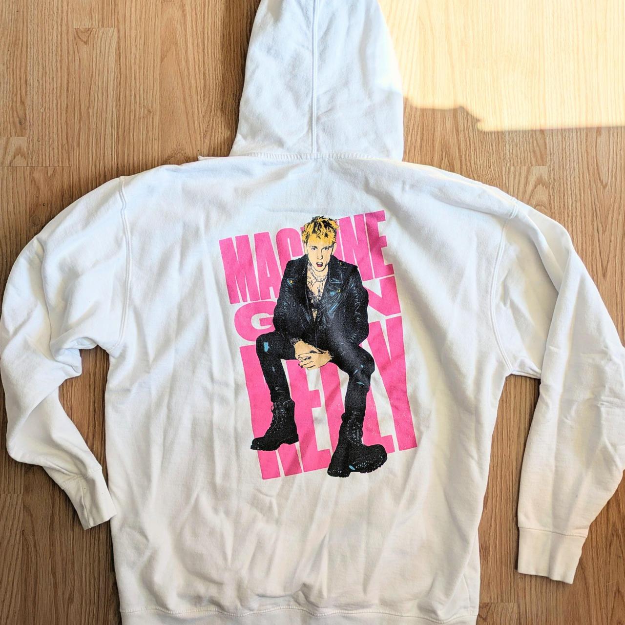 Machine Gun Kelly White Hoodie With Pink Accents,... | Depop