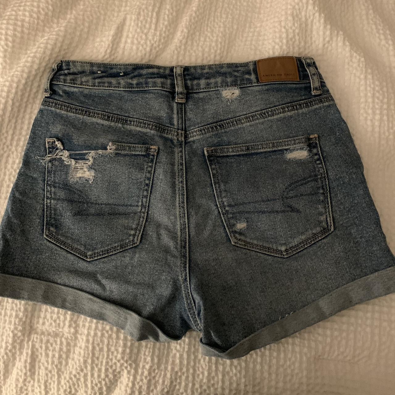 Dark wash jean shorts, Button crosses on the waist | Depop