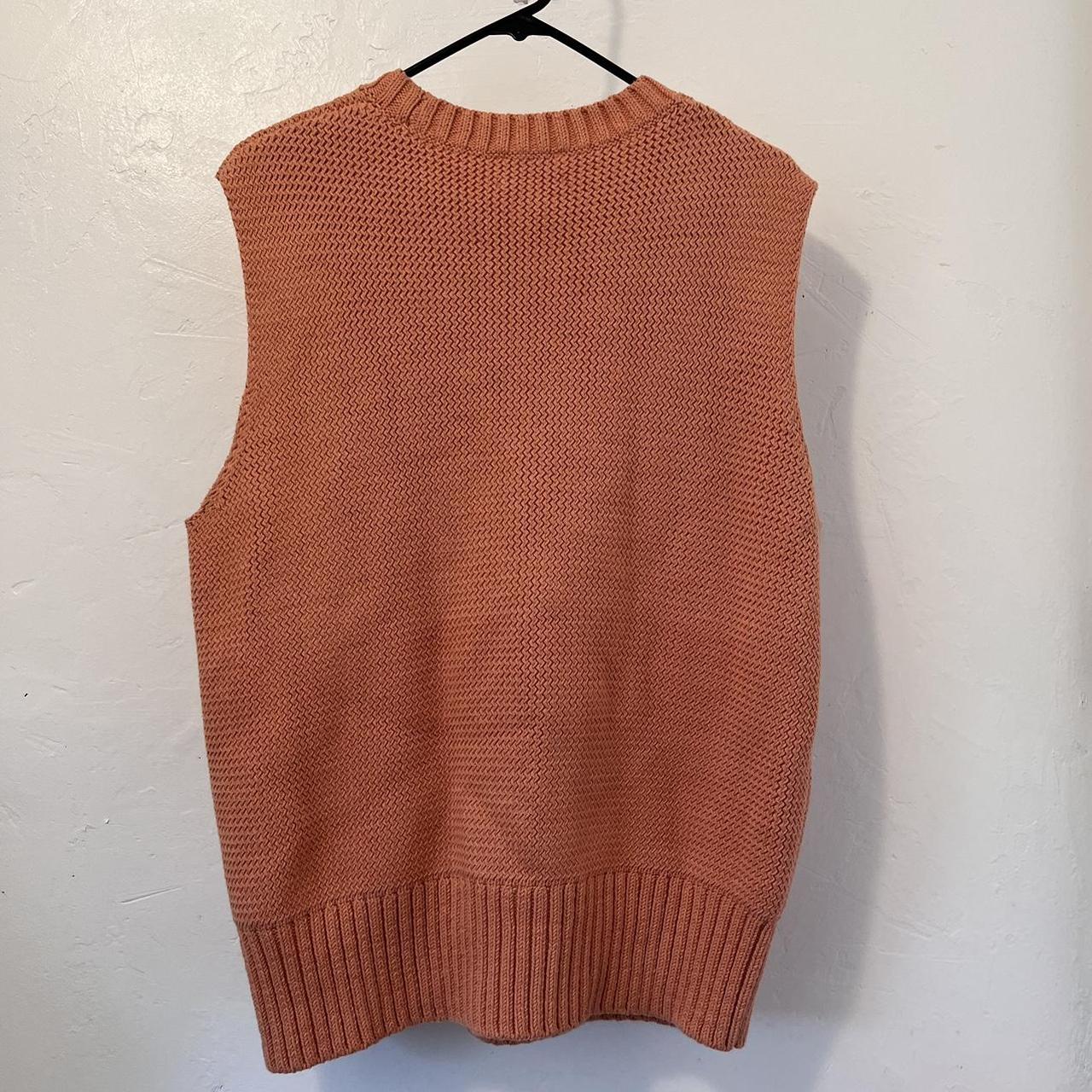 Cos racked stitch knitted vest in orange size L EUR... - Depop