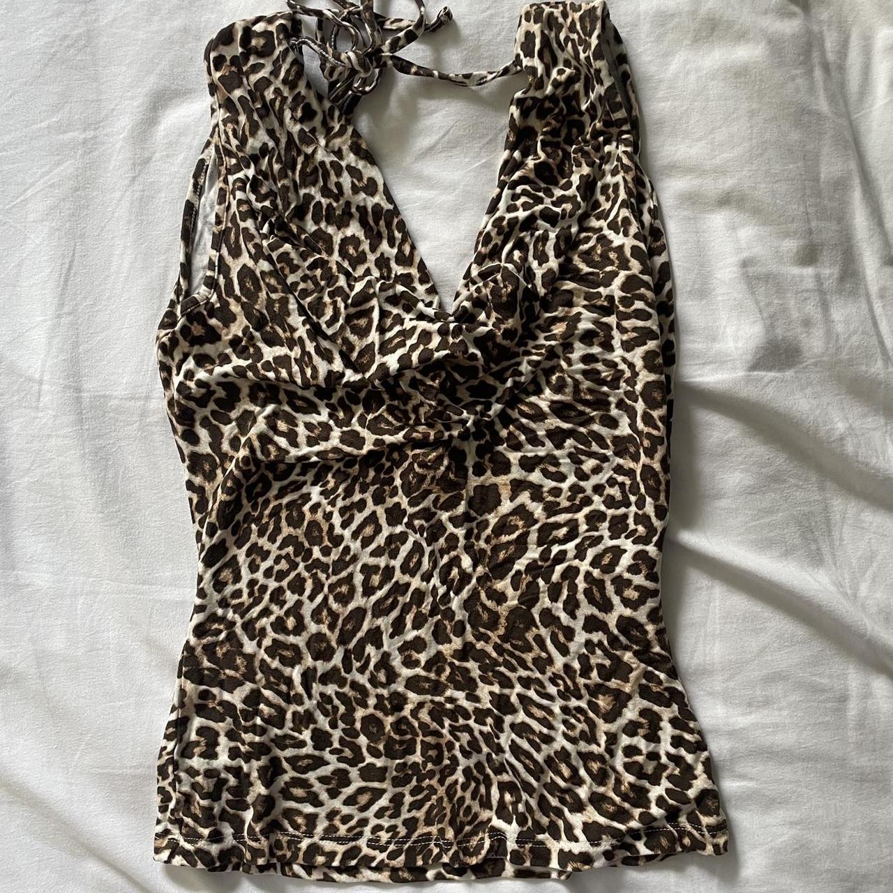 leopard print backless cowl neck top from supre... - Depop