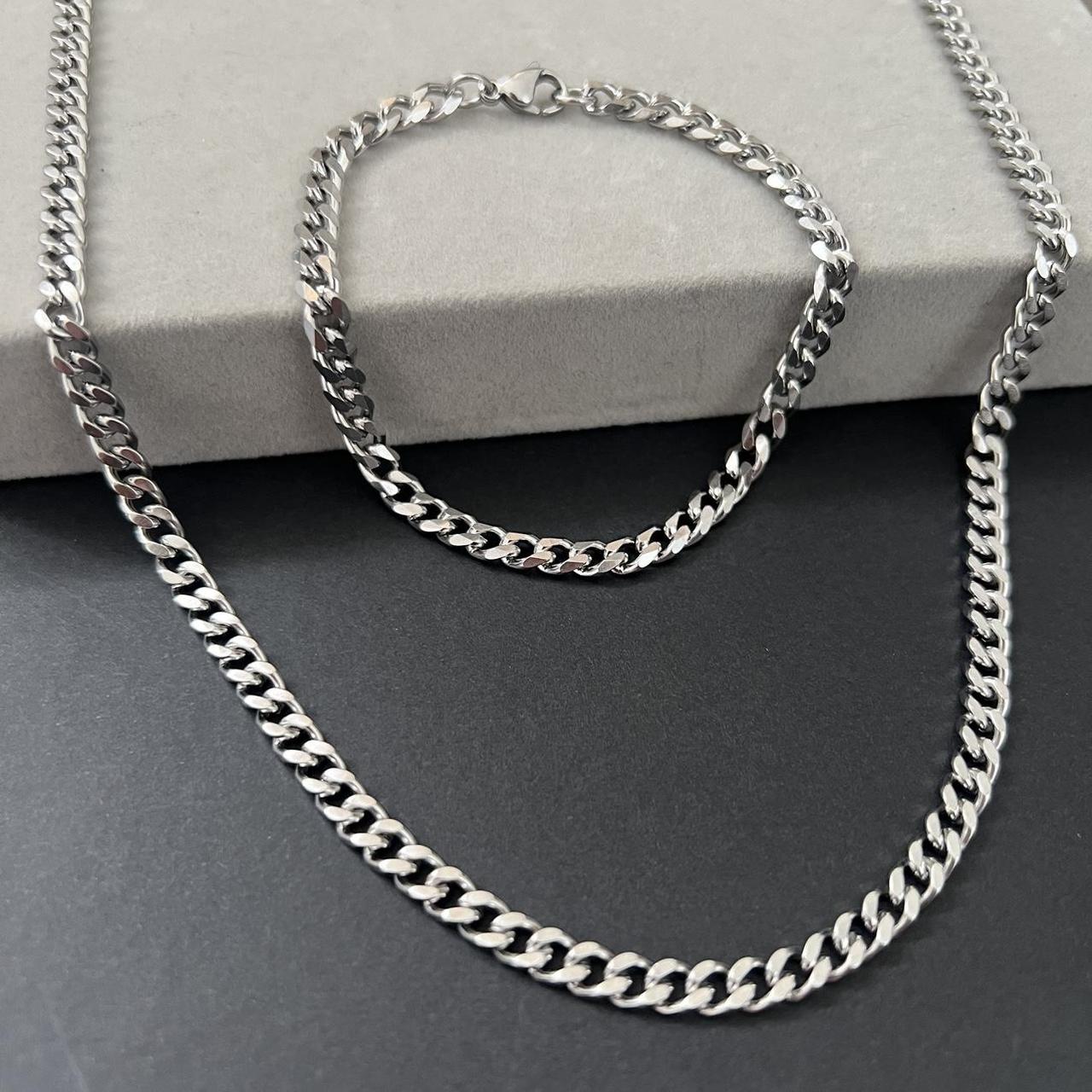 ⛓️ 5mm Stainless Steel Cuban Set ⛓️ Chain 5mm x 50cm... - Depop