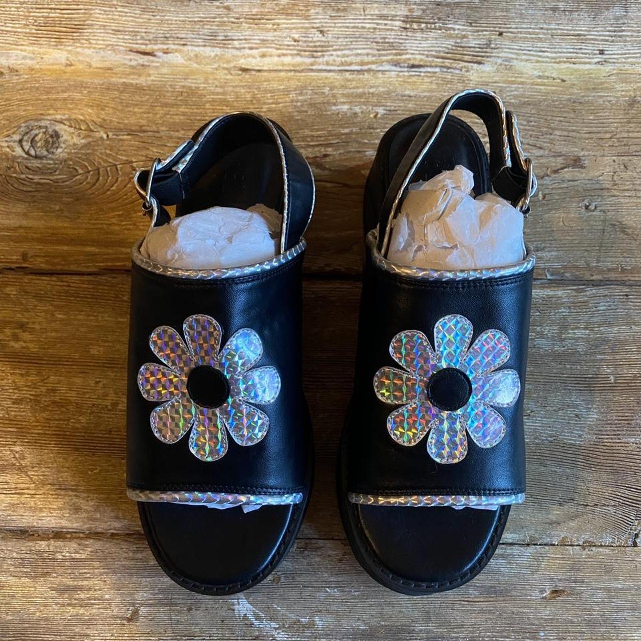 Delia’s holographic flower platform sandals Never... - Depop