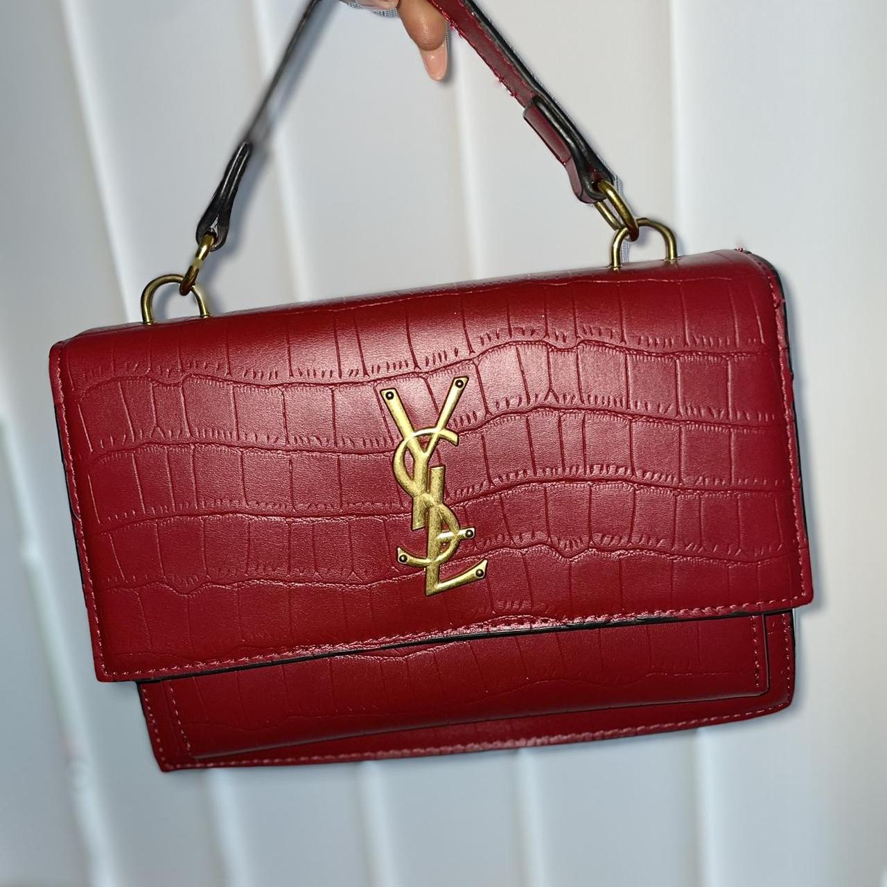 Red YSL bag/clutch with a touch of gold. - Depop