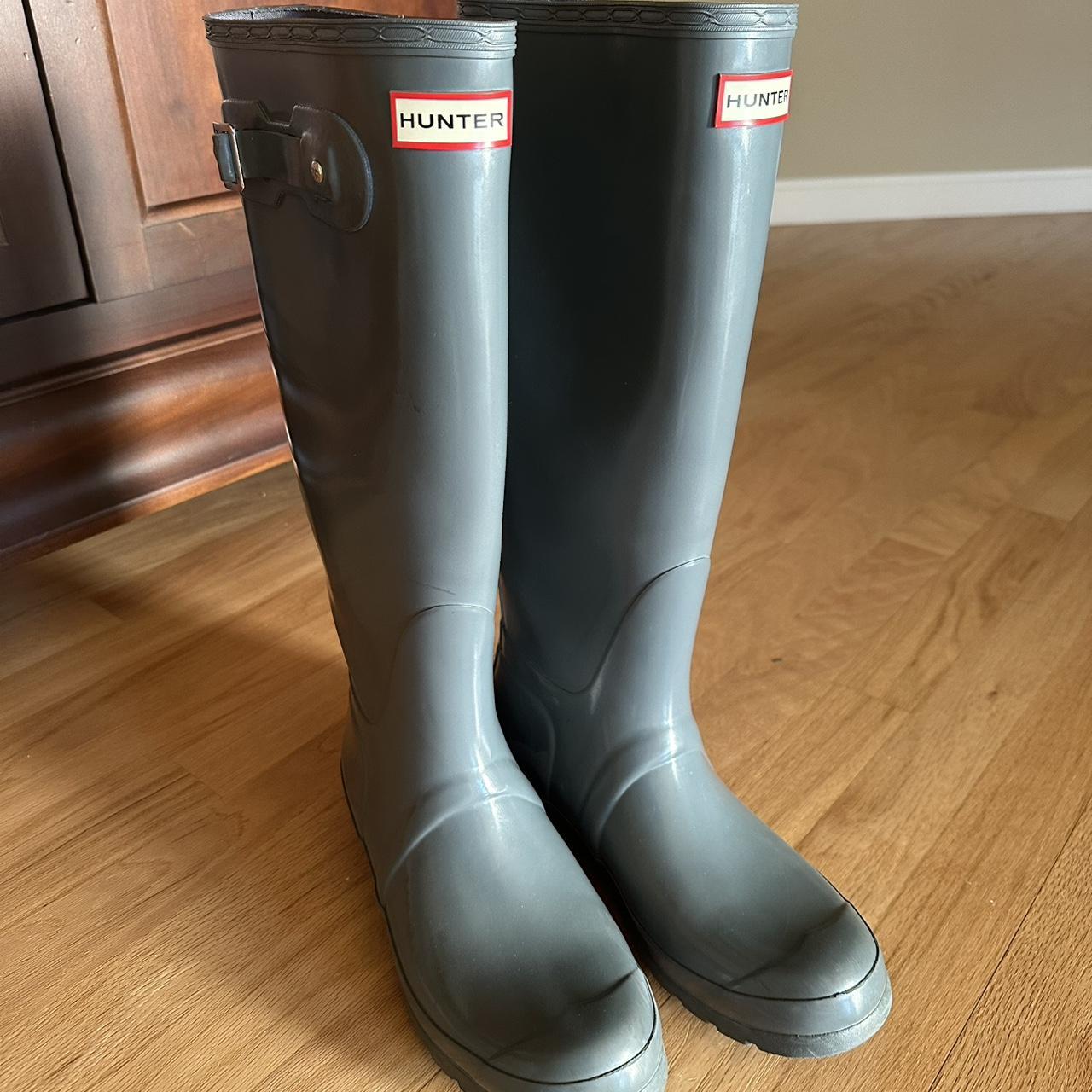 Light Gray blueish knee high Hunter rain boots W9 - Depop