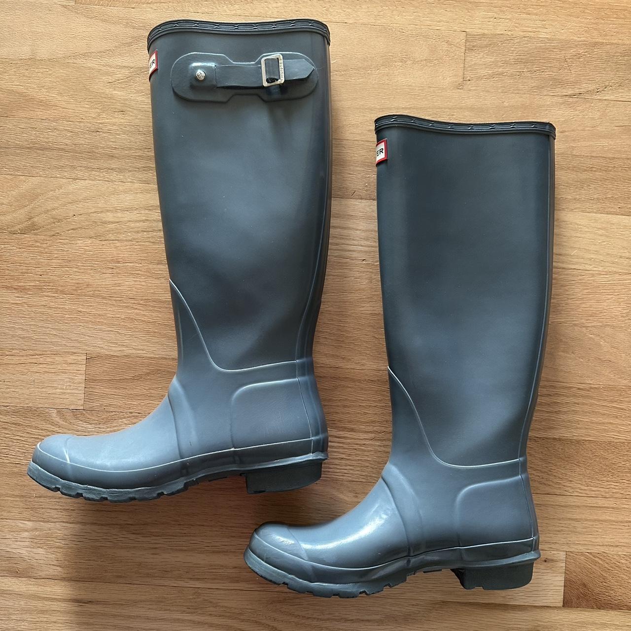 Light Gray blueish knee high Hunter rain boots W9 - Depop