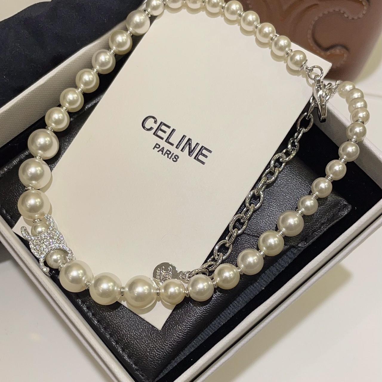Céline silver and diamonds Arc de Triomphe pearl... - Depop