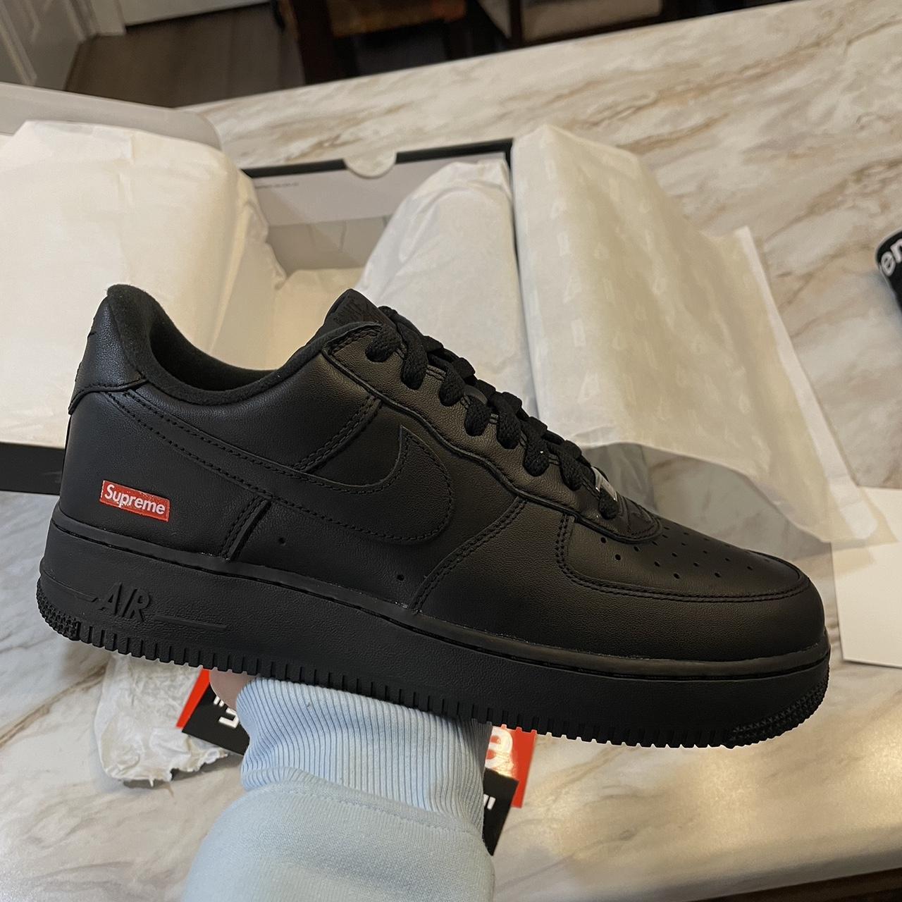 supreme x nike af1 low all black size... - Depop