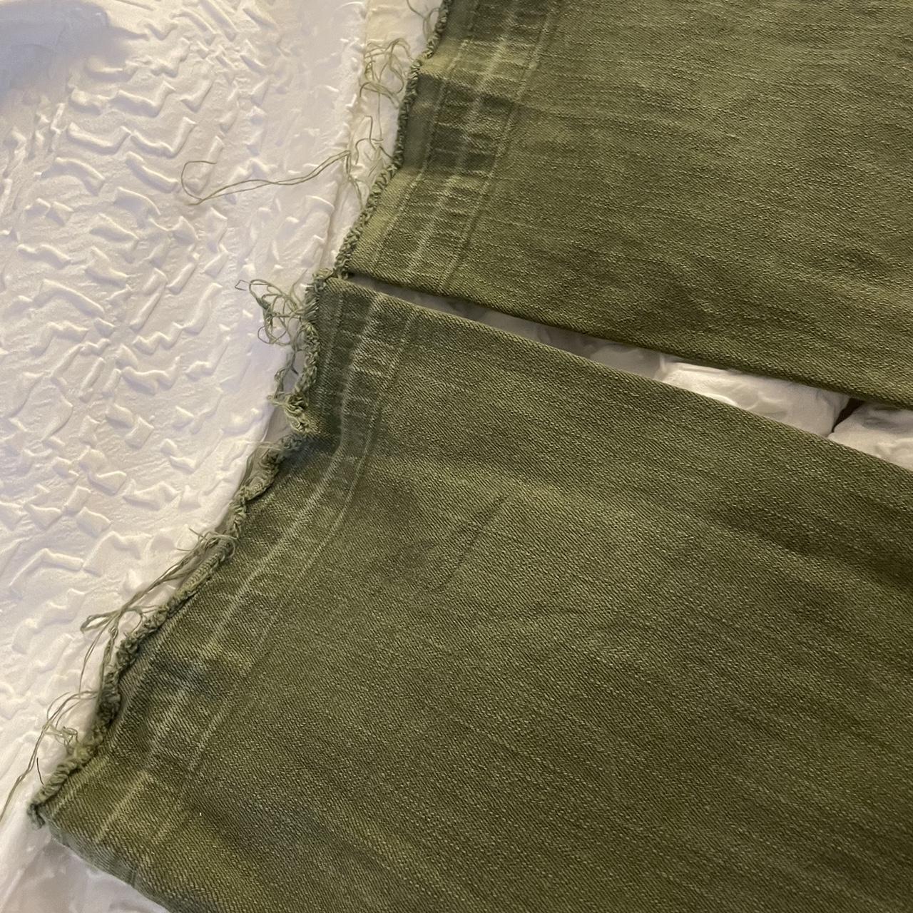 Khaki ripped flared skinny jeans #rippedjeans... - Depop