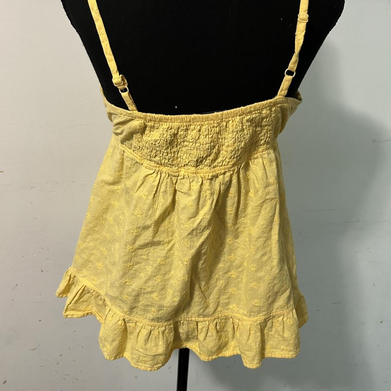 Vintage LEI butter yellow baby doll top with flower... - Depop