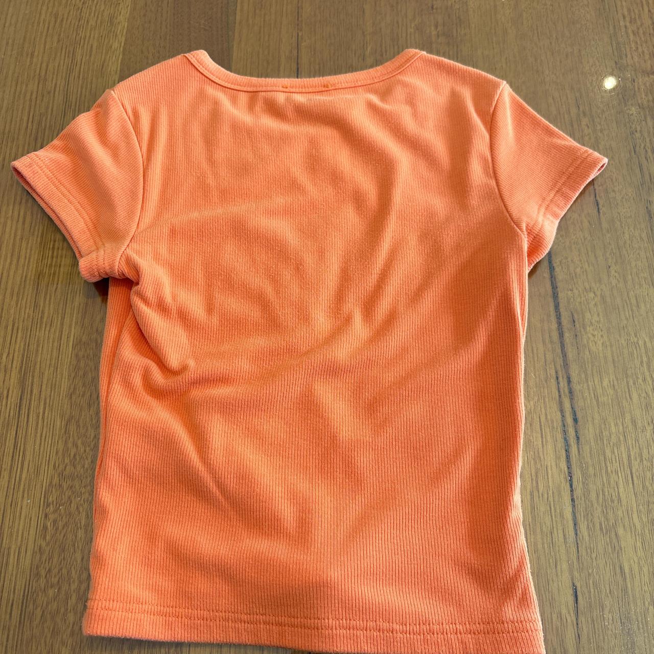 White Fox Project 5 Ribbed Baby Tee. Orange and... - Depop