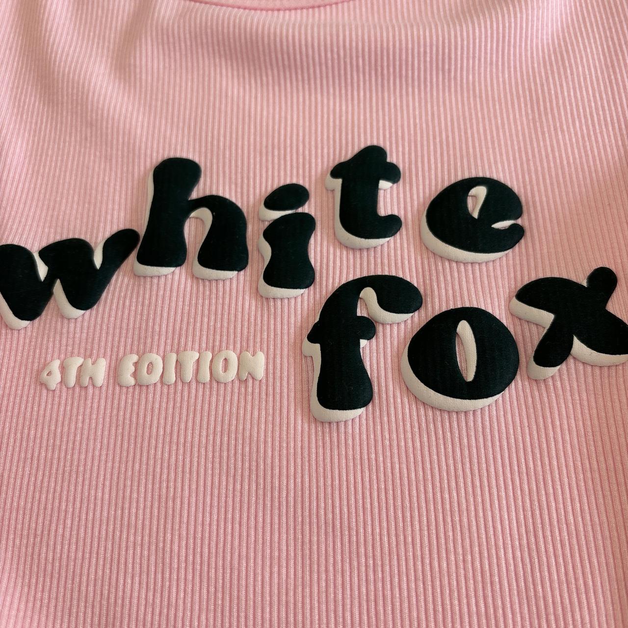White Fox Project 4 Ribbed Baby Tee. Pink and green.... - Depop
