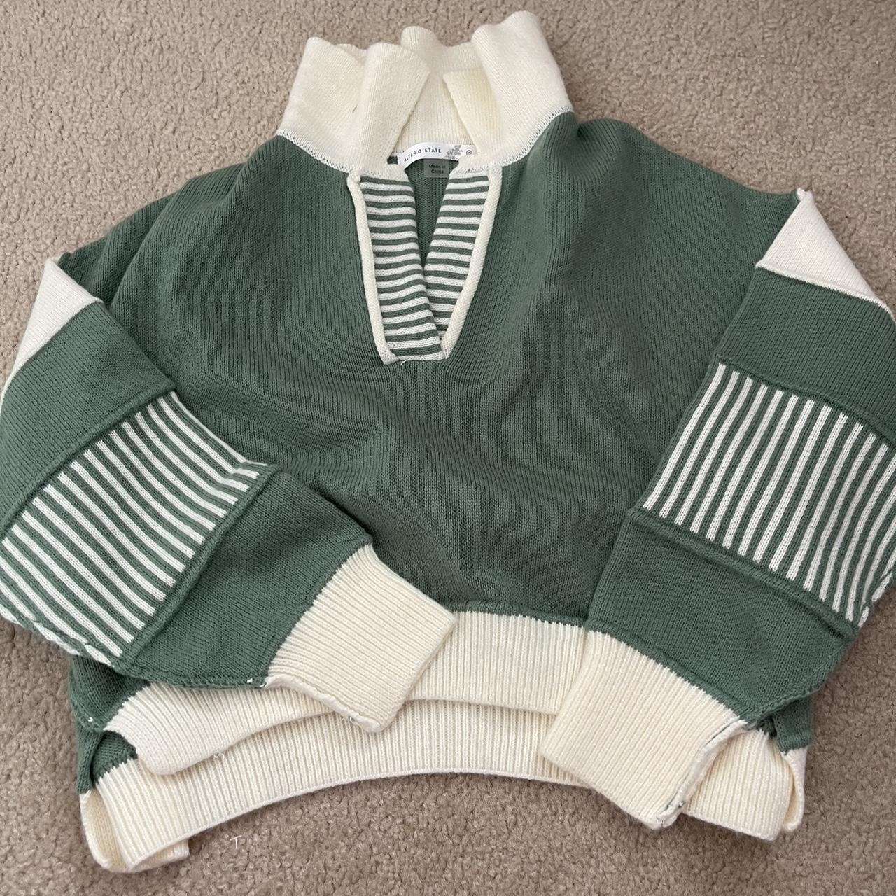 Altard State Green and white striped sweater #stripes - Depop