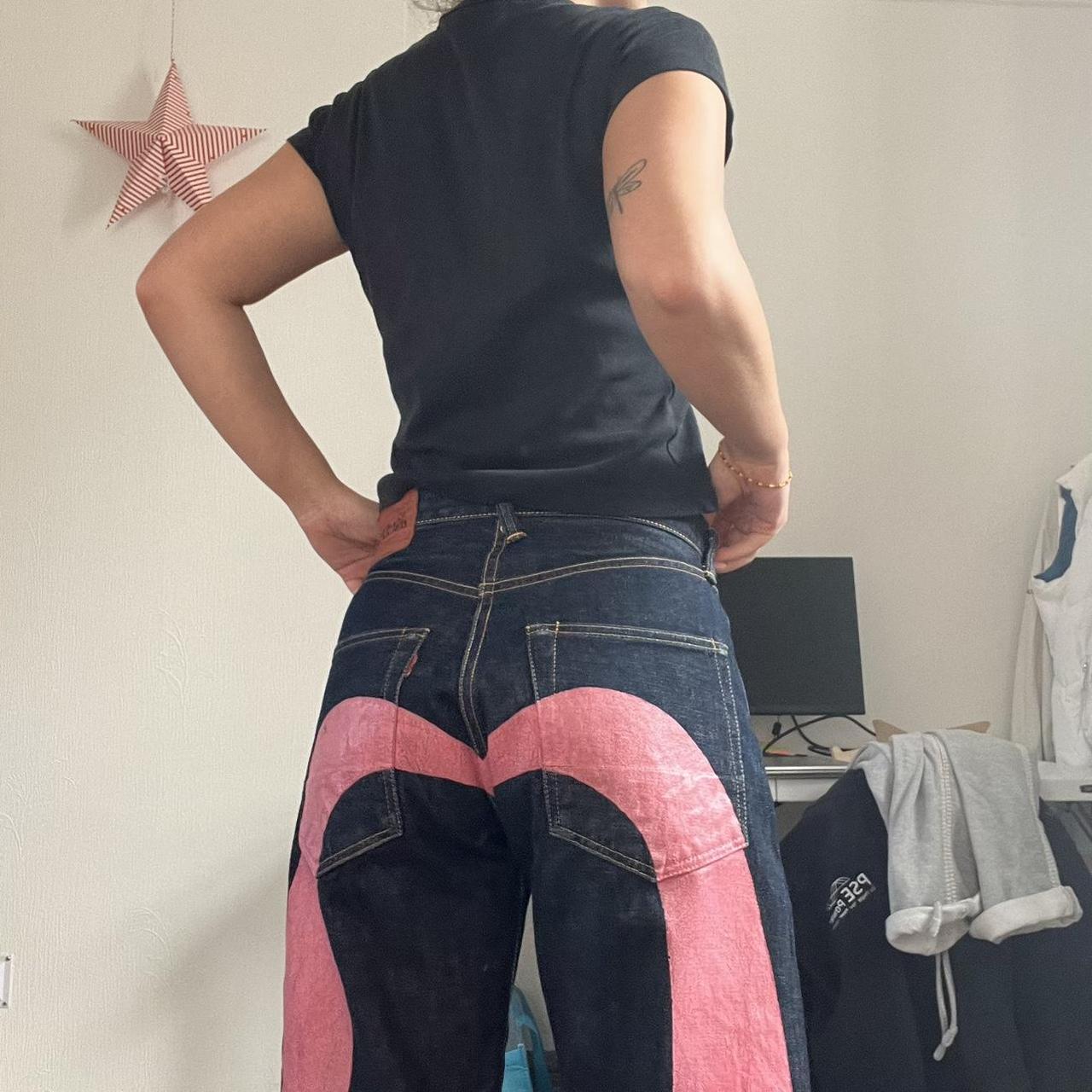 Vintage Evisu pink daicock denim jeans 30 x 35... - Depop