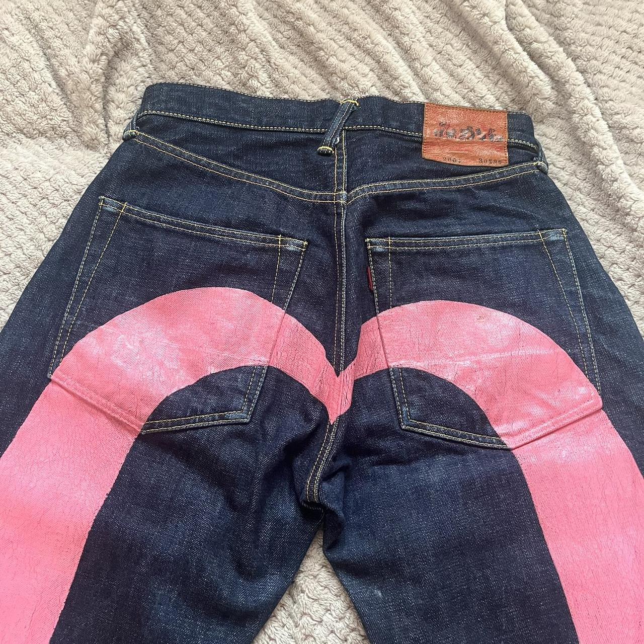 Vintage Evisu pink daicock denim jeans 30 x 35... - Depop