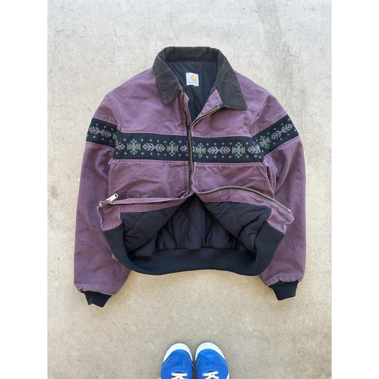 Vintage 90s Plum Carhartt Aztec Jacket Damson... - Depop