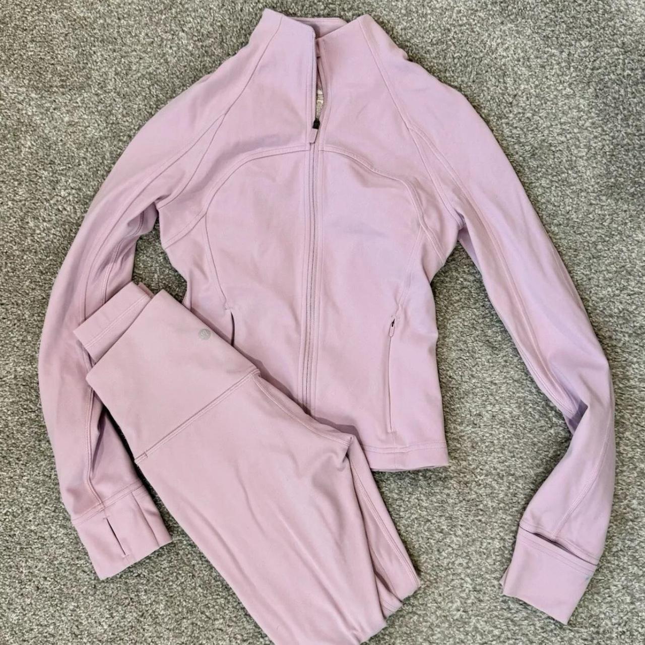 Pink Lululemon full zip jacket and leggings set - Depop