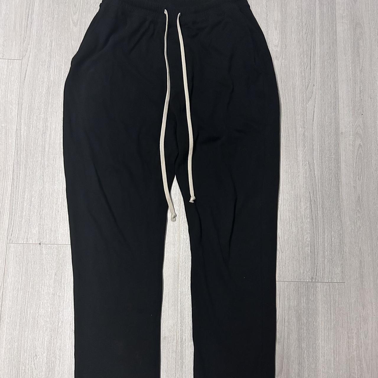 Large Rick Owen’s Darkshadow Uncuffed Black Joggers... - Depop