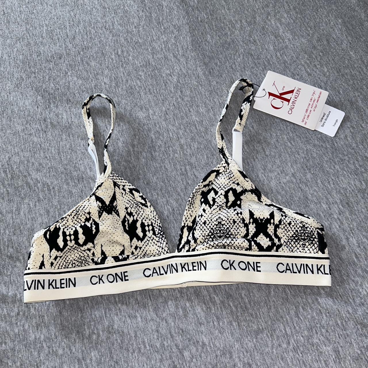 Calvin Klein Women's Cream and White Bra | Depop