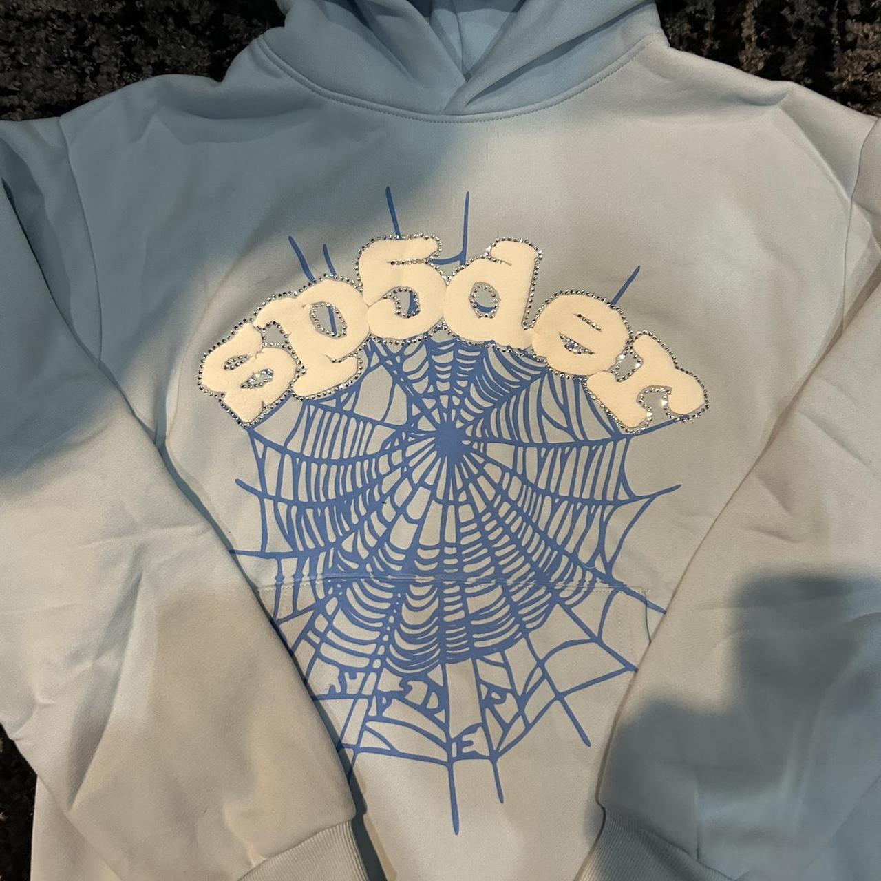 Sp5der Web Hoodie 'Sky Blue' with receipt New 10/10... | Depop