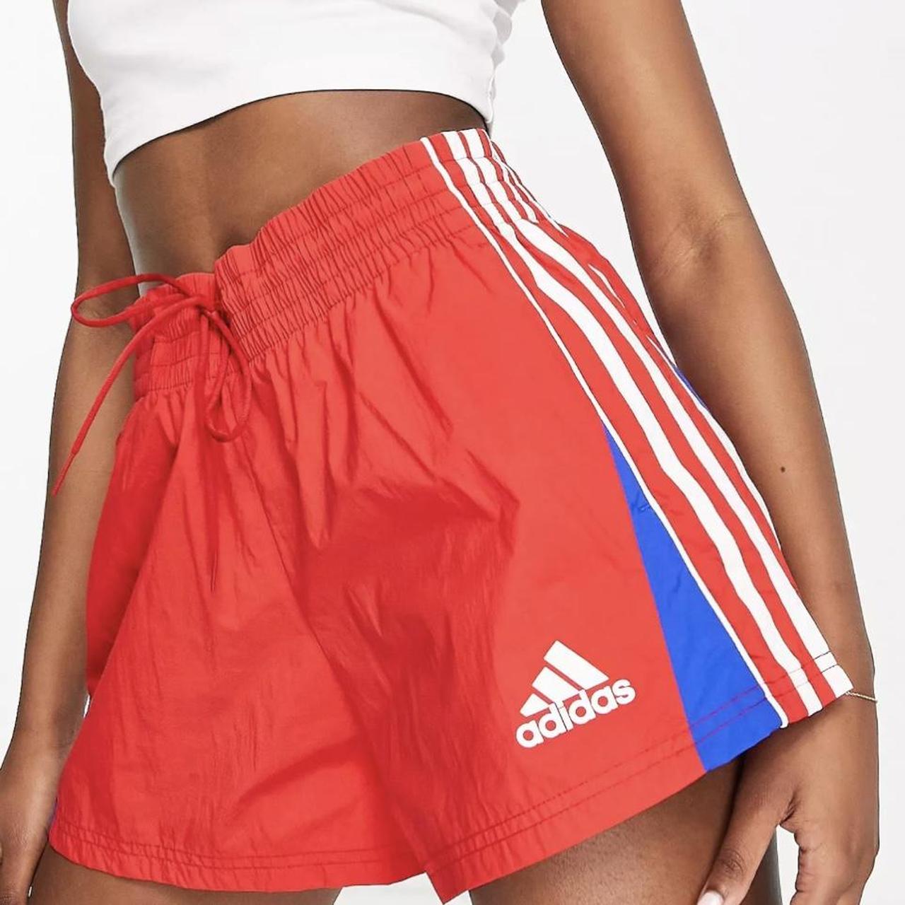 adidas colourblock 3-stripe shorts in red - Depop