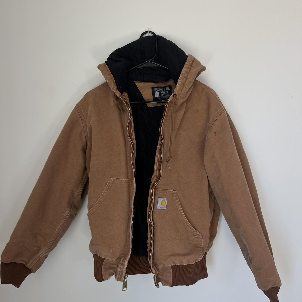 Brown Carhartt jacket with a worn look jacket... - Depop