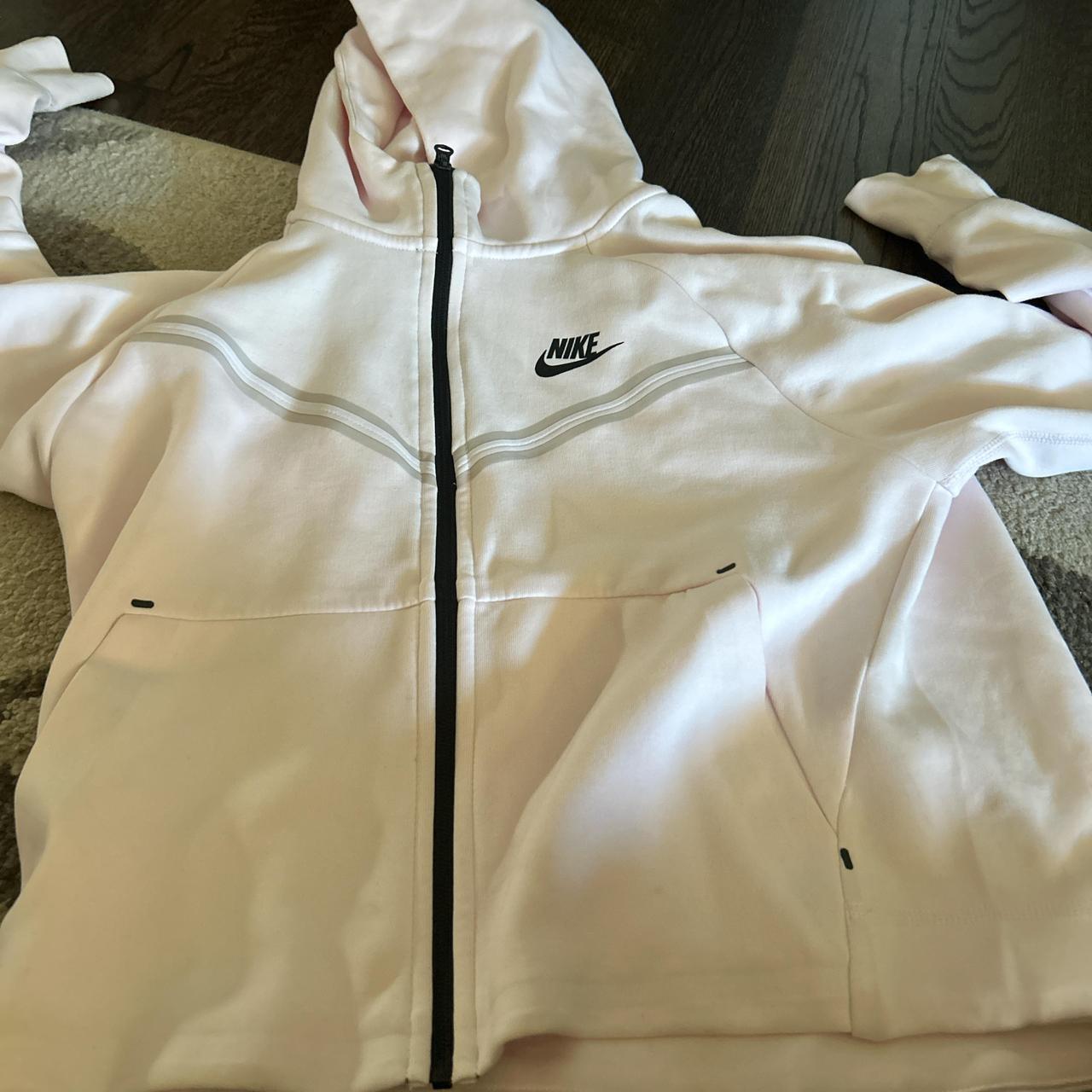 Nike pink tech fleece zip up hoodie women’s small - Depop